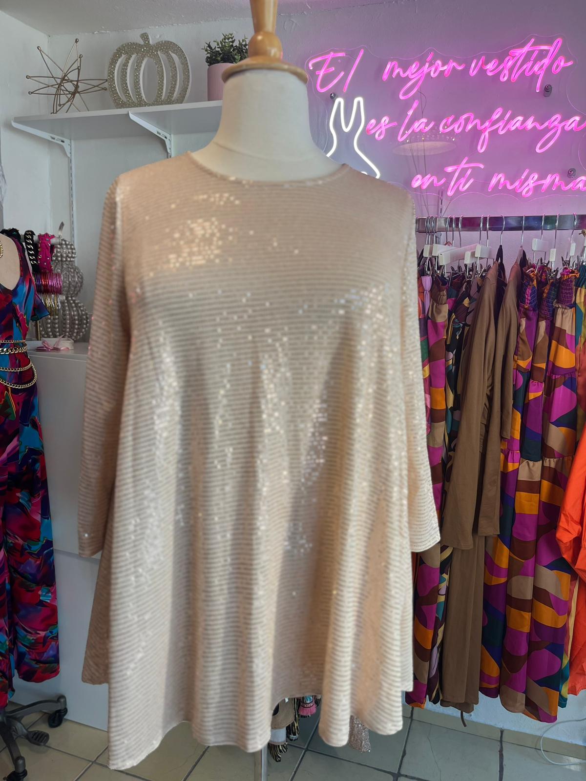Golden Shimmer Tunic Top – Glam Boutique Carmen Acevedo