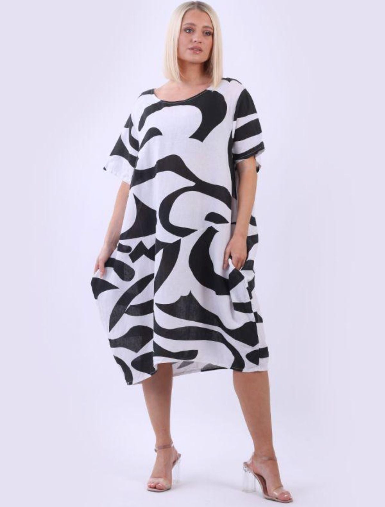 Abstract Black & White Print Italian Dress – Glam Boutique Carmen Acevedo